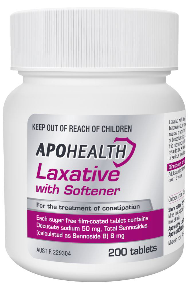 ApoHealth Laxative+Softener 50mg 200 Tablets
