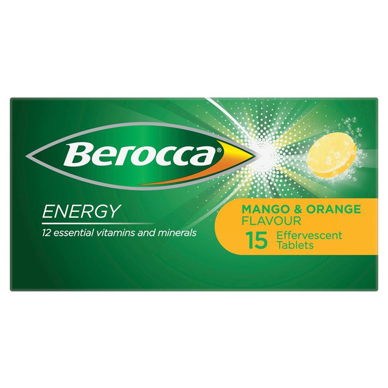 Berocca Energy Mango And Orange 30 Effervescent Tablets