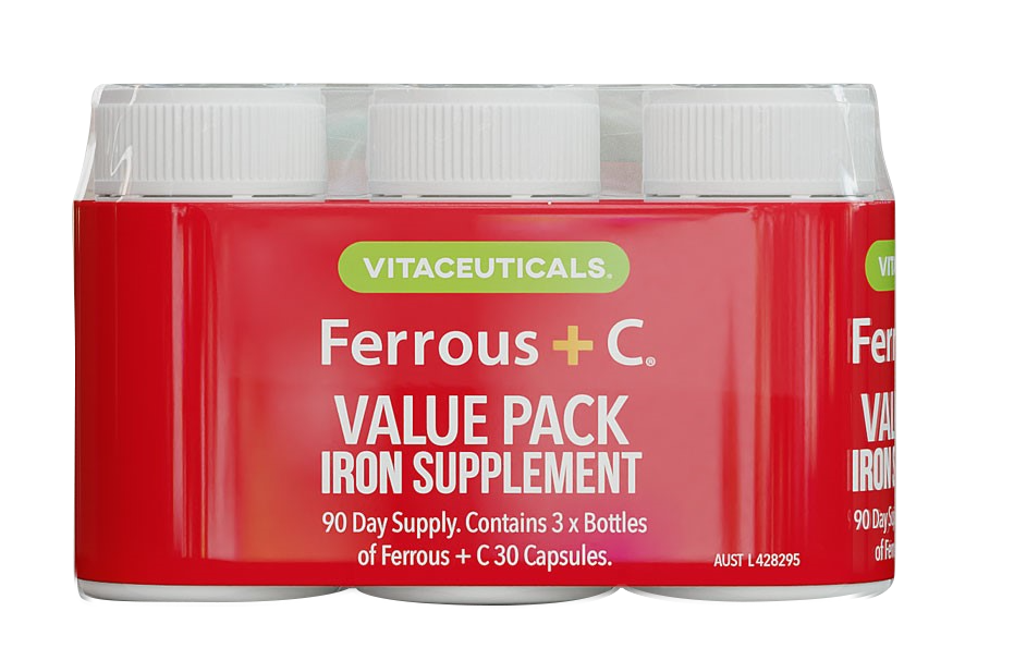 Vitaceuticals Ferrous + C Value Pack 90 Capsules