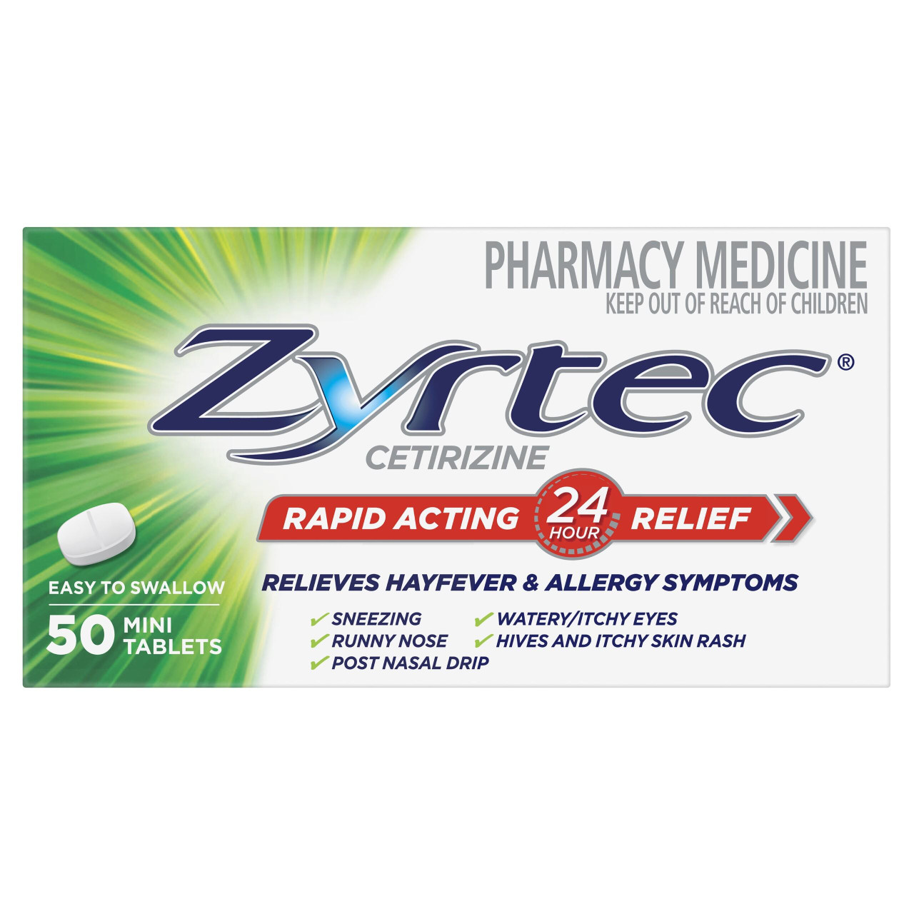 Zyrtec Antihistamine Allergy & Hayfever 50 Tablets