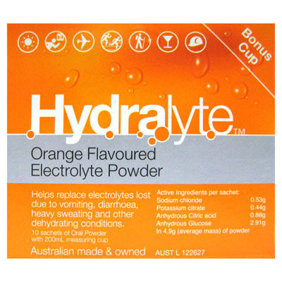 Hydralyte Electrolyte Powder Orange 10 Sachets