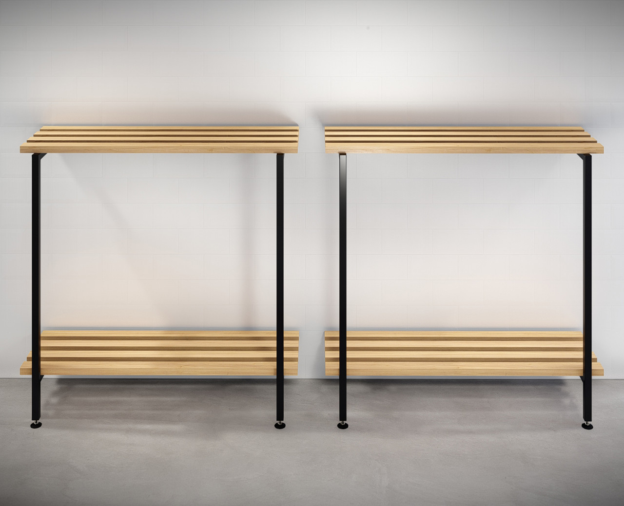2 Tier Slatted Wall and Floor Fixed Shelving System (1000 Long) | BOYCO