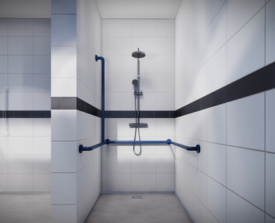 Left Hand Fixed Shower Grab Rail (3 Sided) | BOYCO