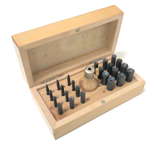 Bezel Setting Punch Set in Wood Box with 24 Punches