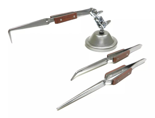 3rd Hand with 3 Fiber Grip Tweezers Cross Locking -Third Hand Base ...