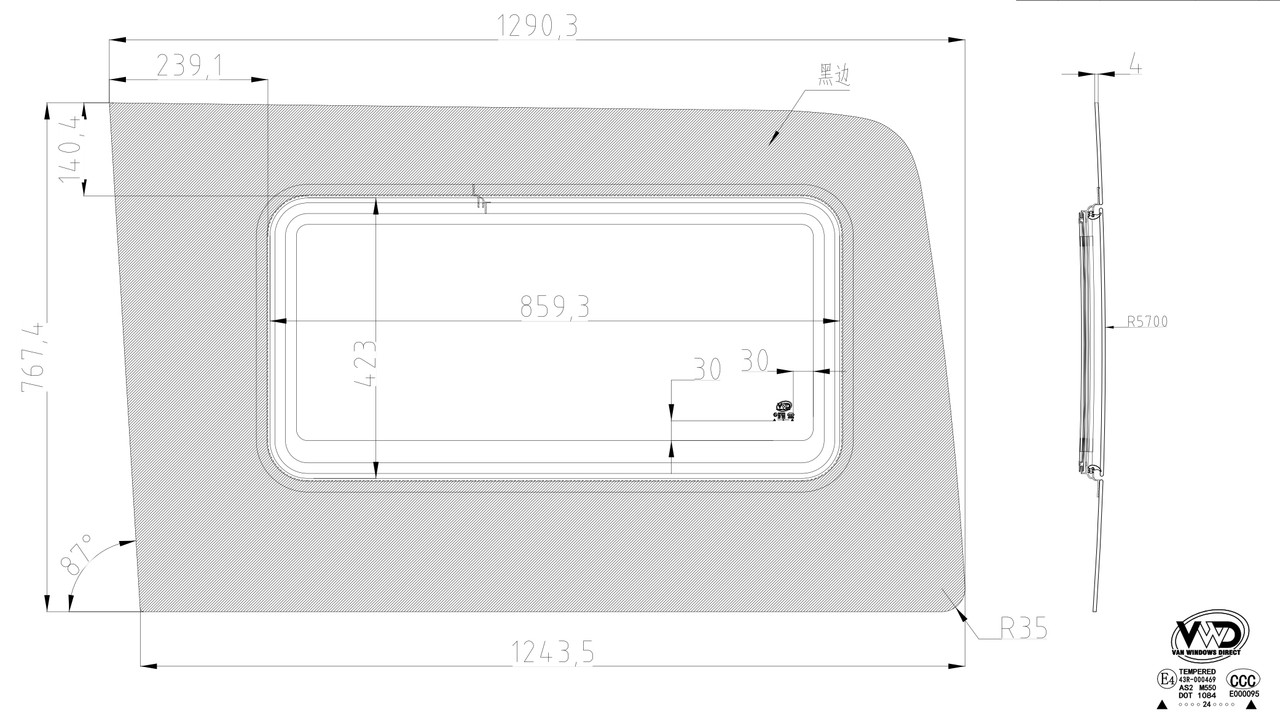Crank-Out Awning Window - Sprinter Van - Driver Side Rear Quarter