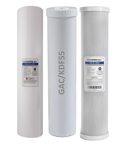 20" Big Blue Filter System GAC/KDF55 & Carbon Block Filters