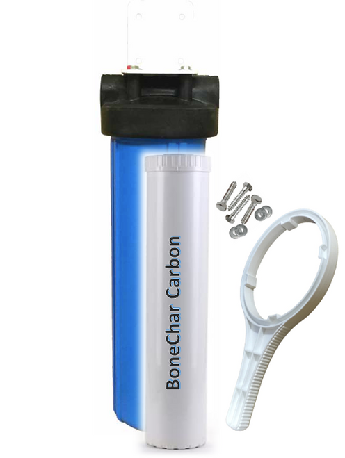 20" Big Blue Bone Char Filter Fluoride, Arsenic and More.