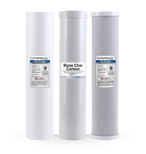 3 Stage Filter Kit 4.5" x 20" - Sediment, Carbon Block & Bone Char ...