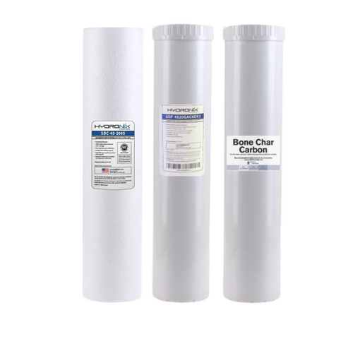 3 Big Blue Filter Kit 4.5"x20" Sediment KDF55 Bone Char