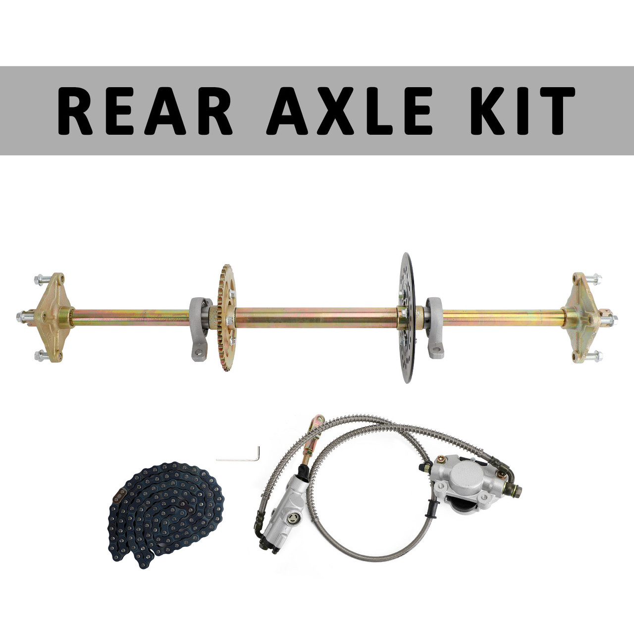 29" Rear Axle Assembly Complete Wheel Hub Kit for Go Kart Quad Trike ...
