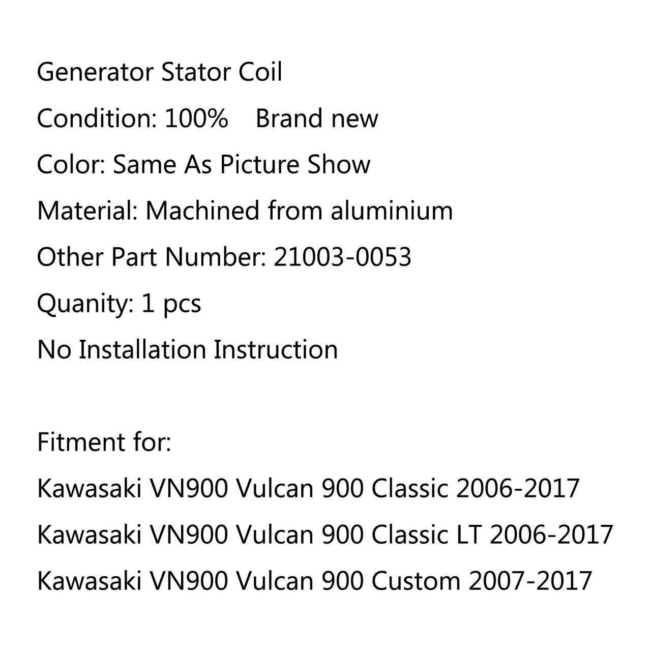 Generator Stator Coil For Kawasaki VN900 Vulcan 900 Classic LT (06-17 ...