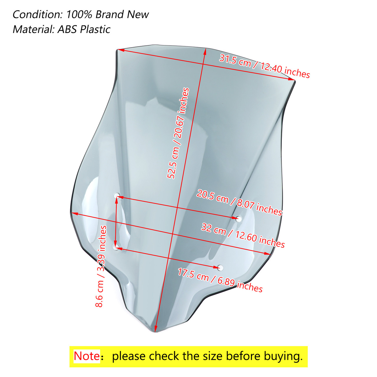 Windshield Windscreen for Honda CB500X 2016-2019 Gray Generic - MotorGenic
