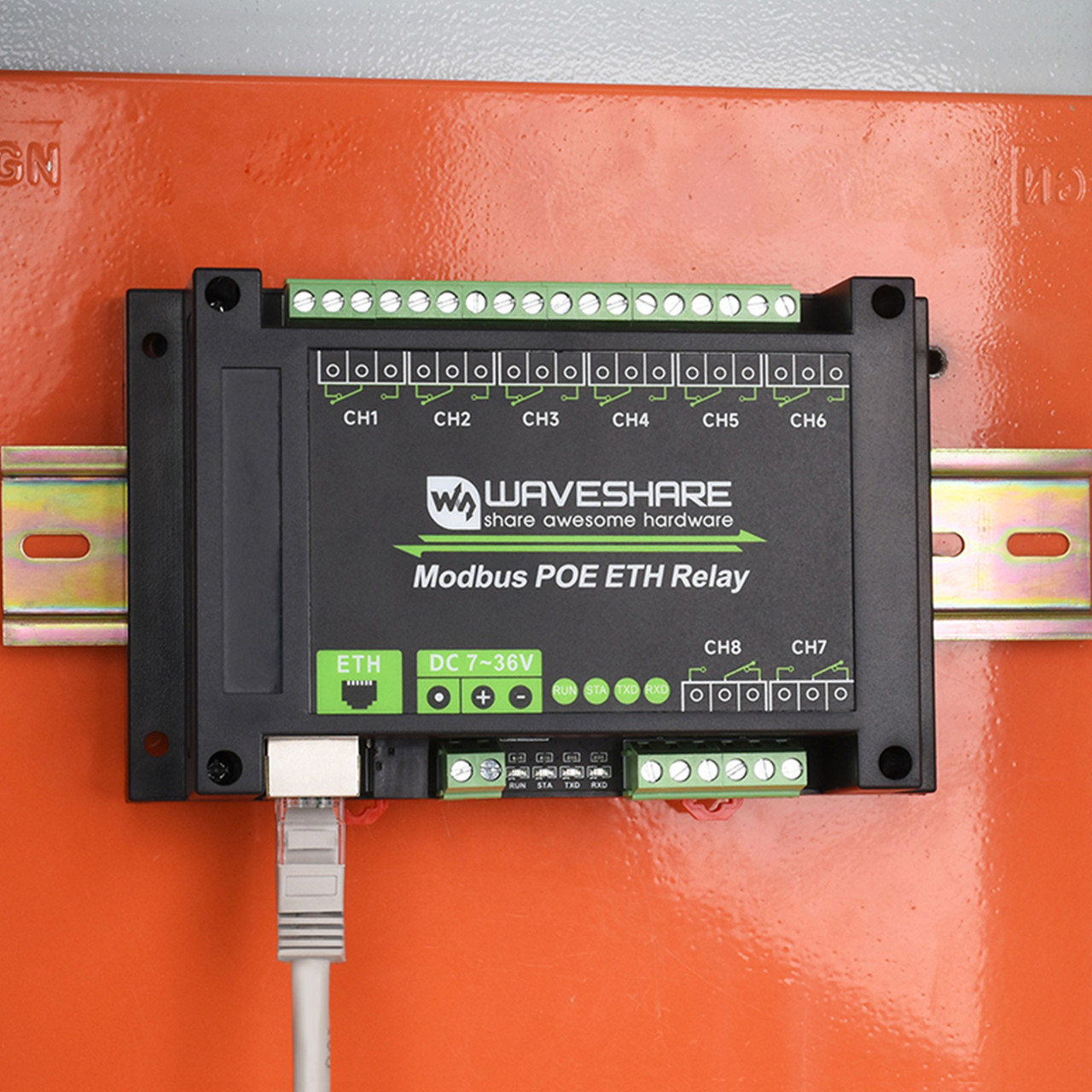 Industrial 8-Channel Ethernet Relay Module Modbus RTU/TCP Protocol Poe ...