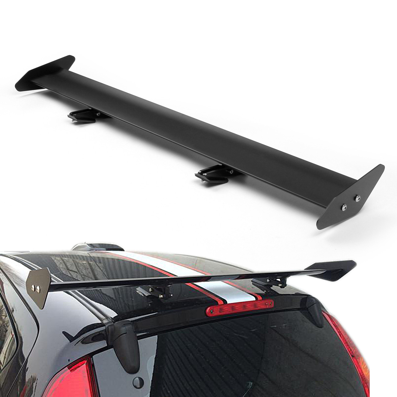 Universal Sedan Aluminum GT Rear Trunk Wing Racing Spoiler, Silver ...