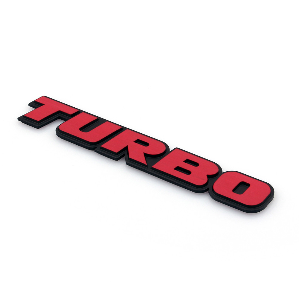 3D Aluminum Emblem Badge Sticker Decal for Turbo, Red - MotorGenic
