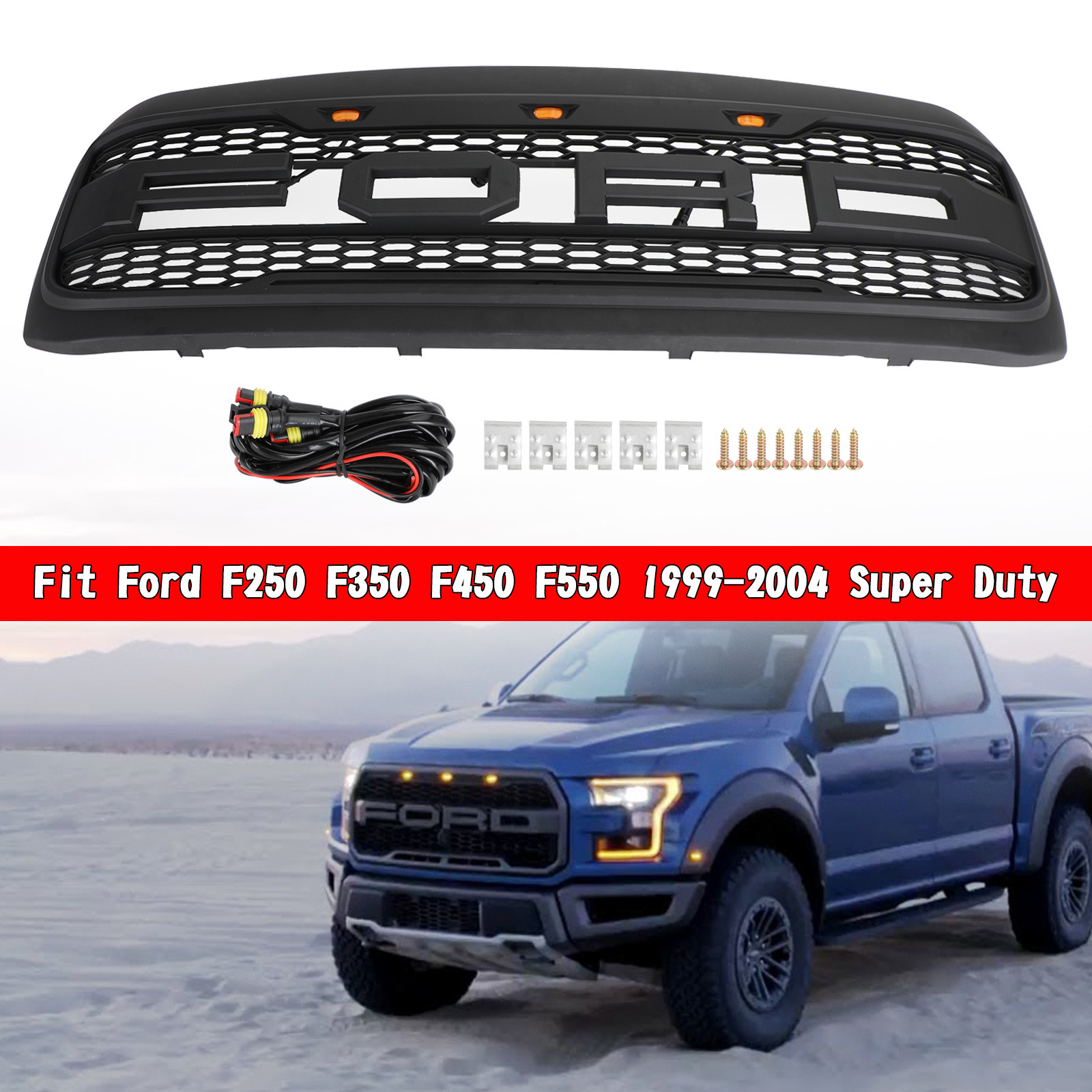 1999-2004 Ford Excursion F250 F350 F450 F550 Raptor Style Grille Super ...