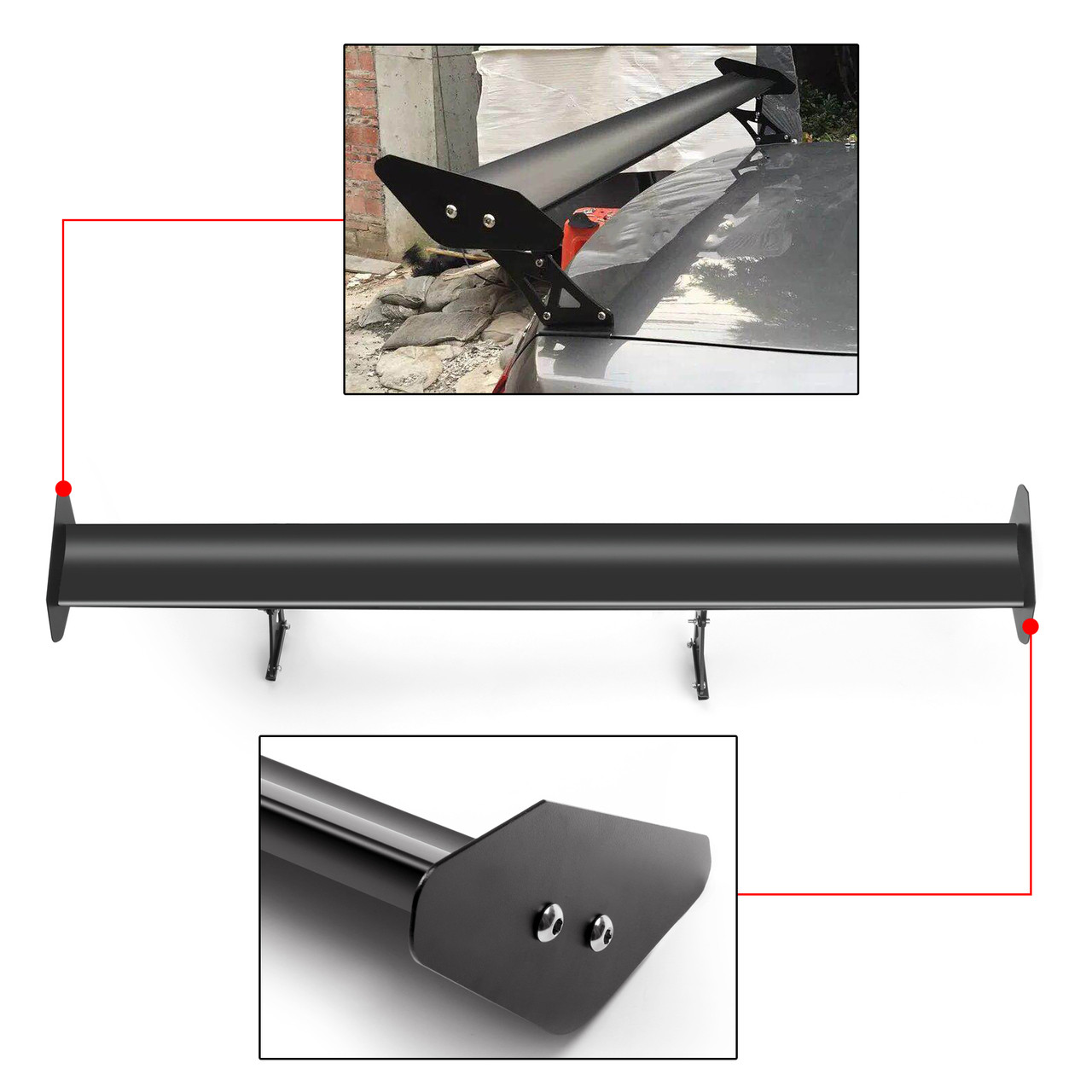 135cm Universal Hatch Adjustable Aluminum GT Rear Trunk Racing Spoiler ...