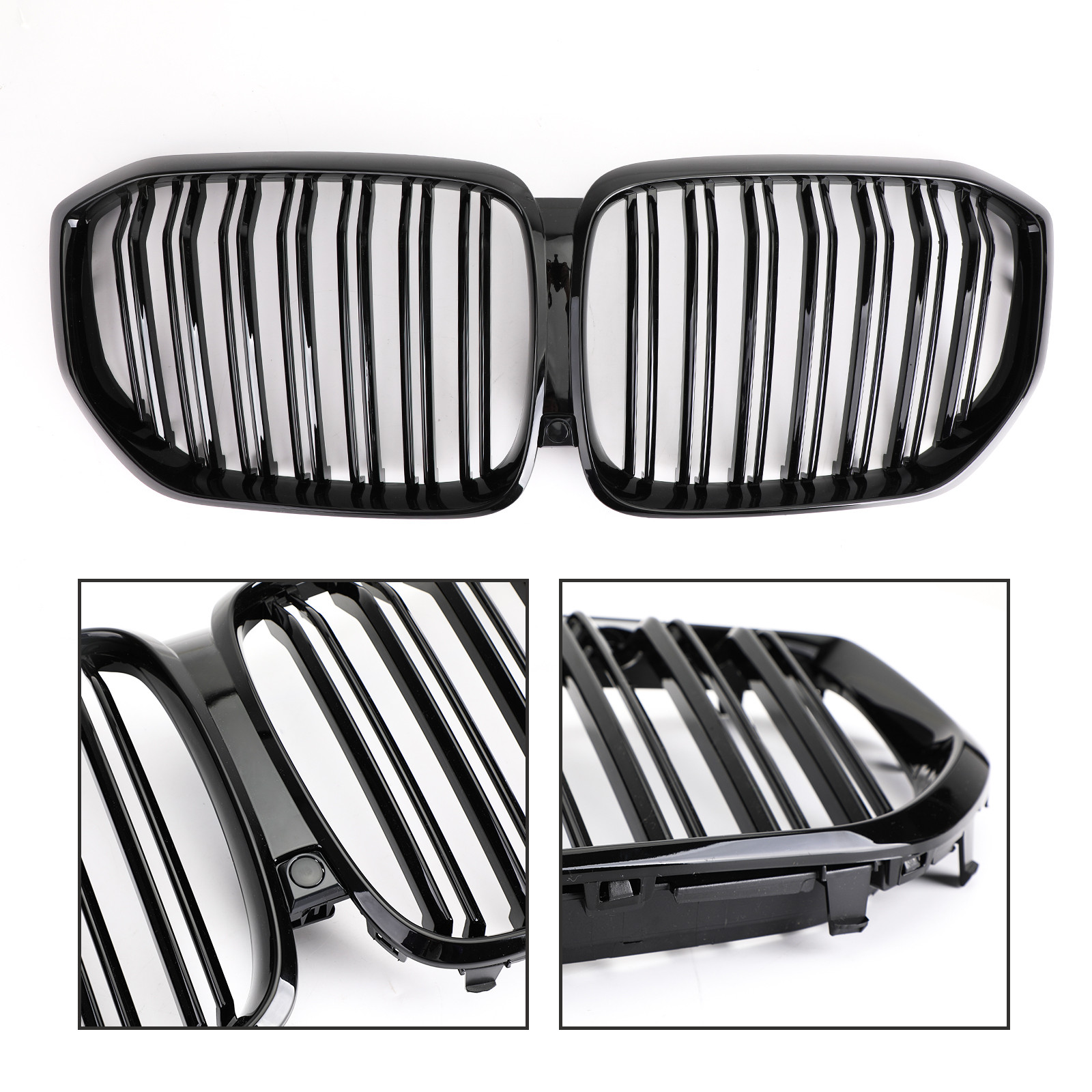 Front Kidney Grille Dual Fin For BMW X5 G05 2019- Gloss Black - MotorGenic