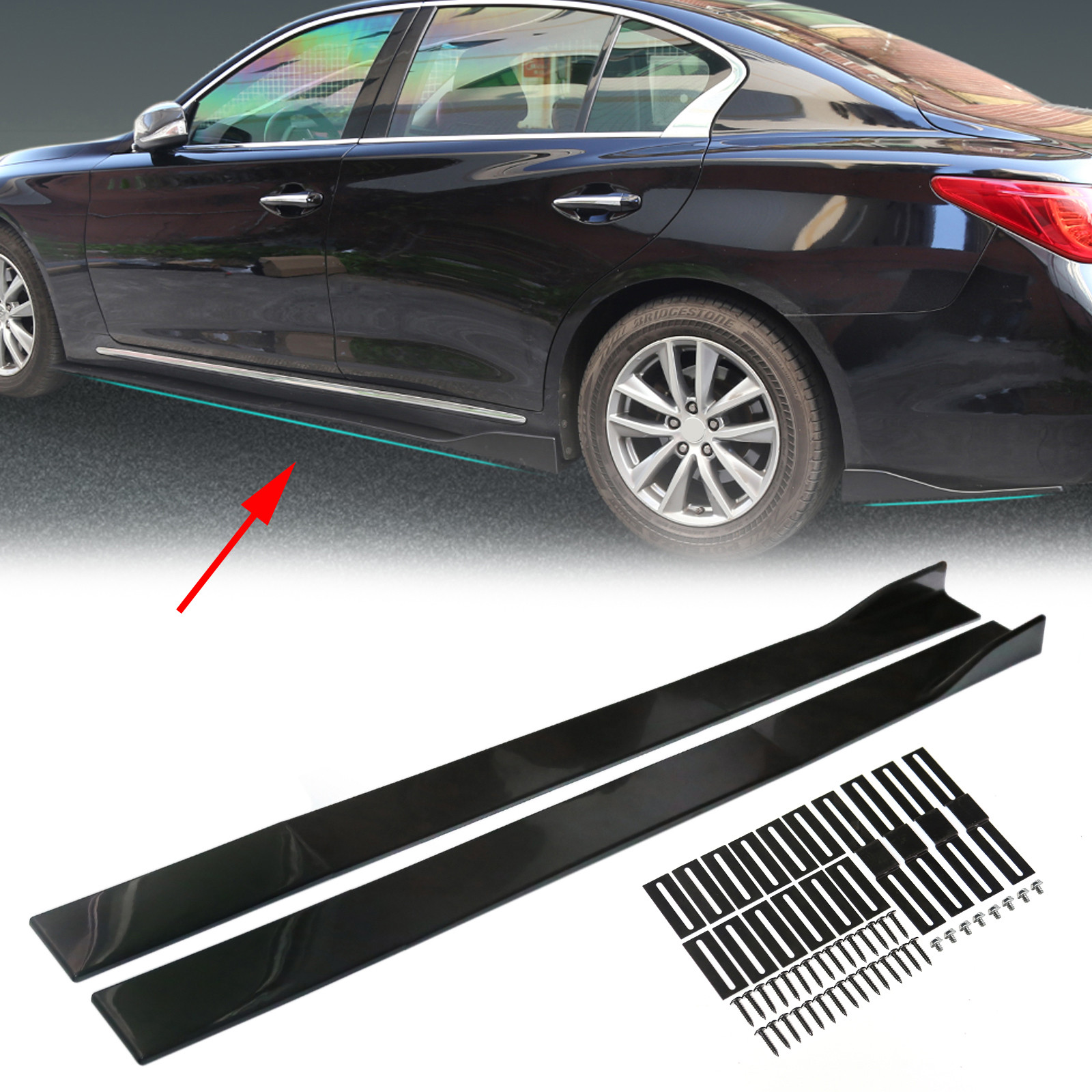 86.6" Universal Side Skirt Extensions Rocker Panel Splitters Lip ...