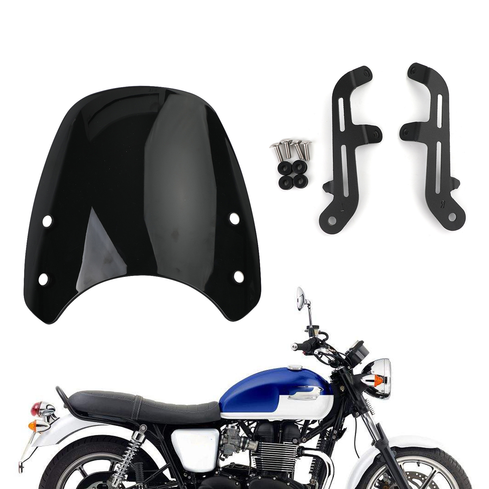Windshield For Triumph Bonneville T100 T120 Thruxton 900 BLK Generic ...