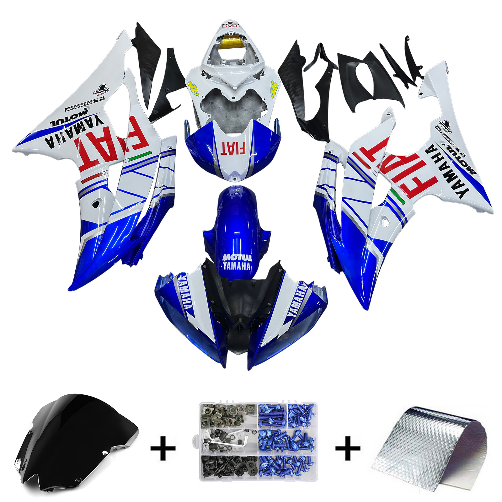1998-2002 Yamaha YZF-R6 White & Blue No.46 FIAT R6 Racing Amotopart ...