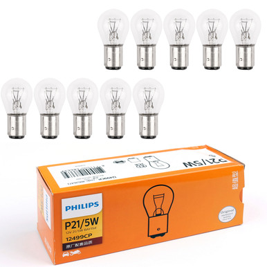 10x Genuine Philips 12V 21/5W Signal Light P21/5W BAY15d 12499 Bulbs ...