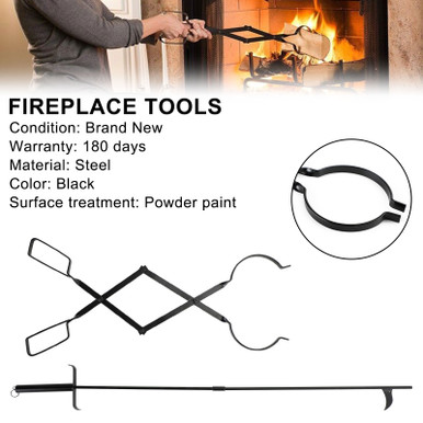 2PCS Hearth Tool Fireplace Set Fire Tools Set Campfire Tongs Fire hook ...