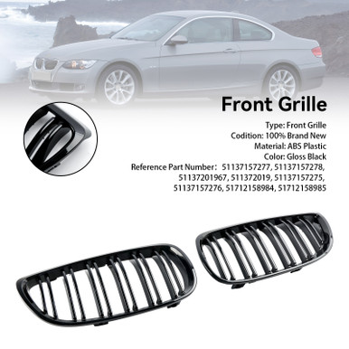 2008-2013 BMW 3-Series M3(E92/E93) Front Kidney Grille Gloss Black ...