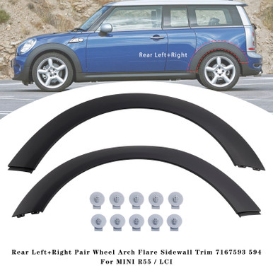 MINI R55 / LCI Rear Left+Right Pair Wheel Arch Flare Sidewall Trim ...