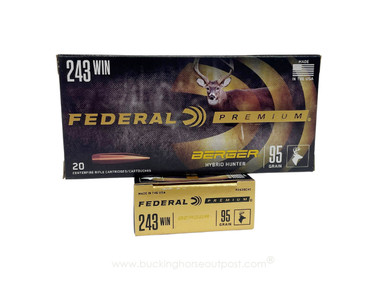 Federal Premium Centerfire Rifle .243 Winchester 95 Grain Berger Hybrid ...