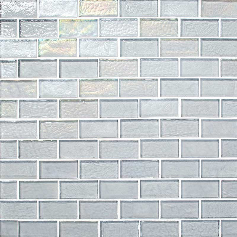 National Pool Tile Sea Ice Silver 1" x 2"