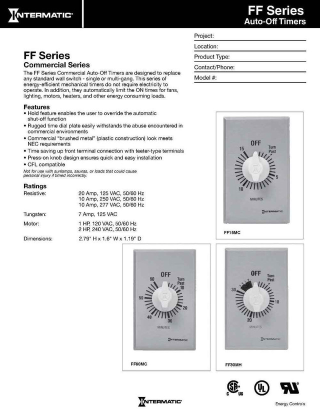 Intermatic FF60MC 60-Minute Spring Wound Countdown