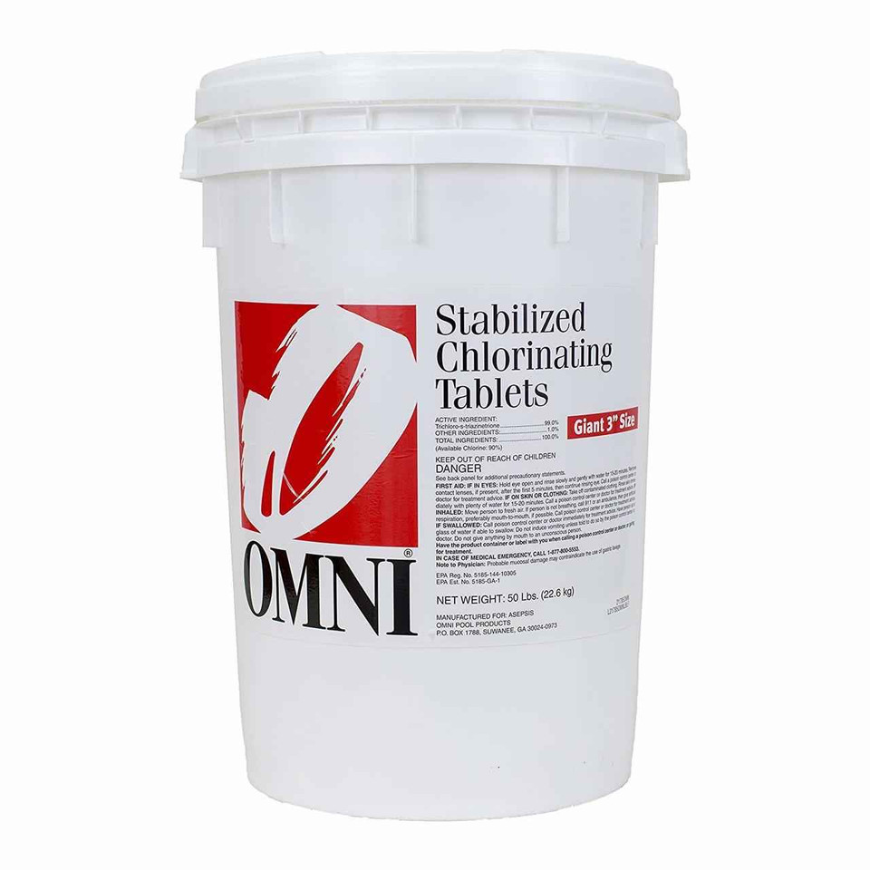 Omni Stabilized Chlorinating Tablets Giant 3" Size 50 lb.
