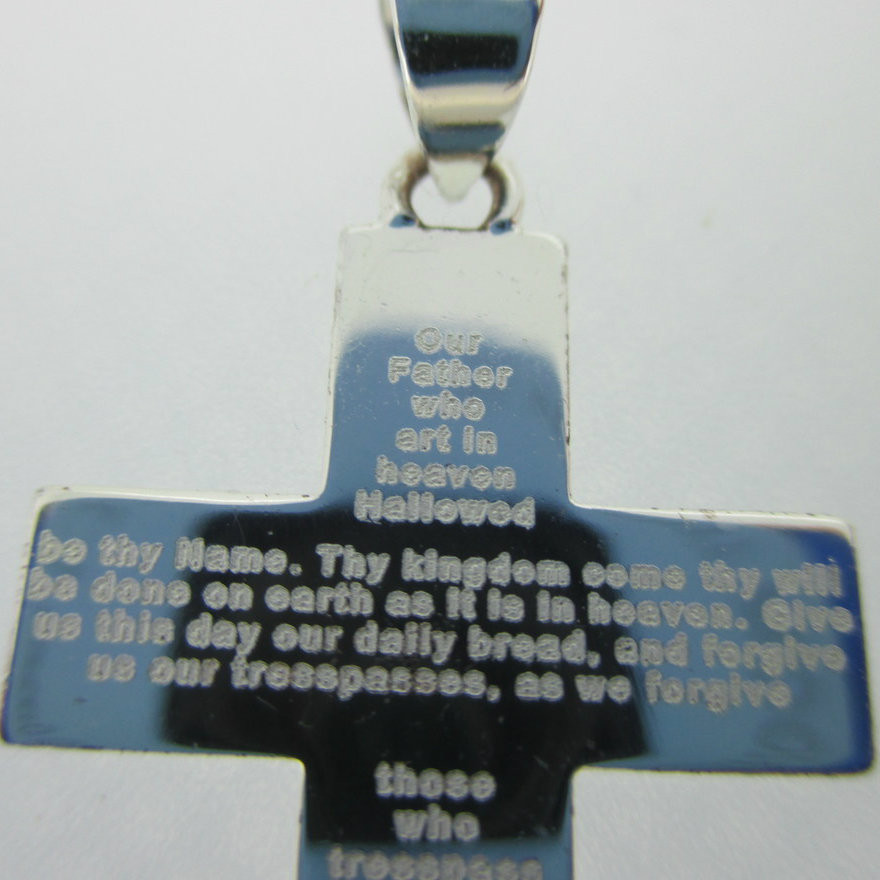 Sterling Silver Cross Our Father Lord's Prayer Pendant