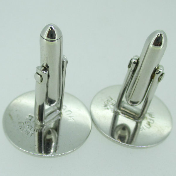 Sterling Silver Swank Round Cuff Links