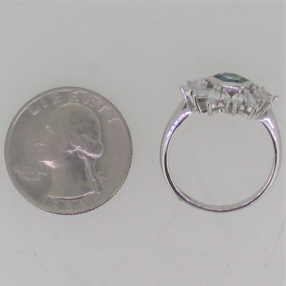 Bomb Party Rhodium Plated Green Ring Size 10 RBP3021