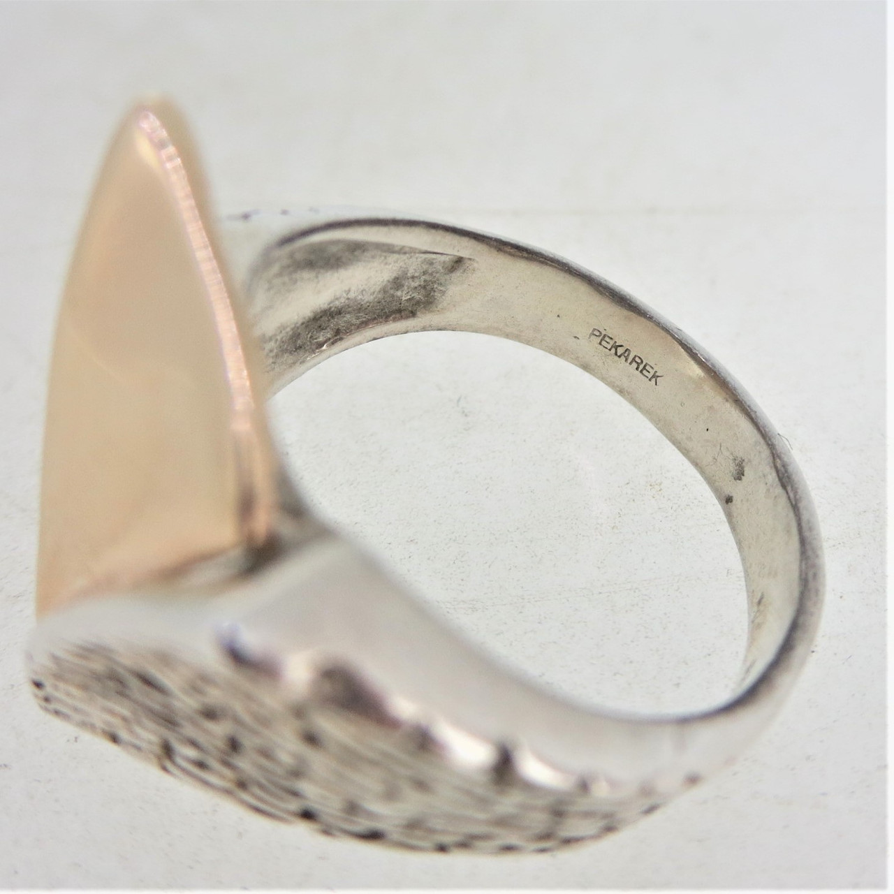 Sterling Silver 18K Pekarek Designer Ring Size 8