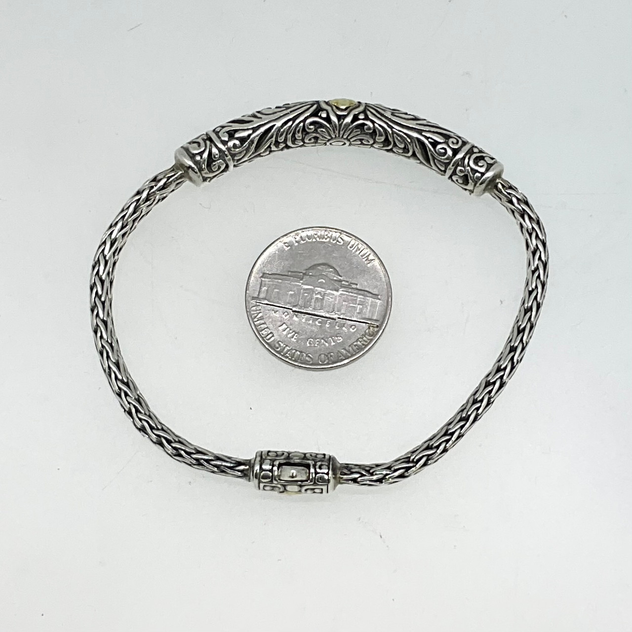 Devata Bali 18K Gold Accent Sterling Silver Dragon Bone Chain Bracelet