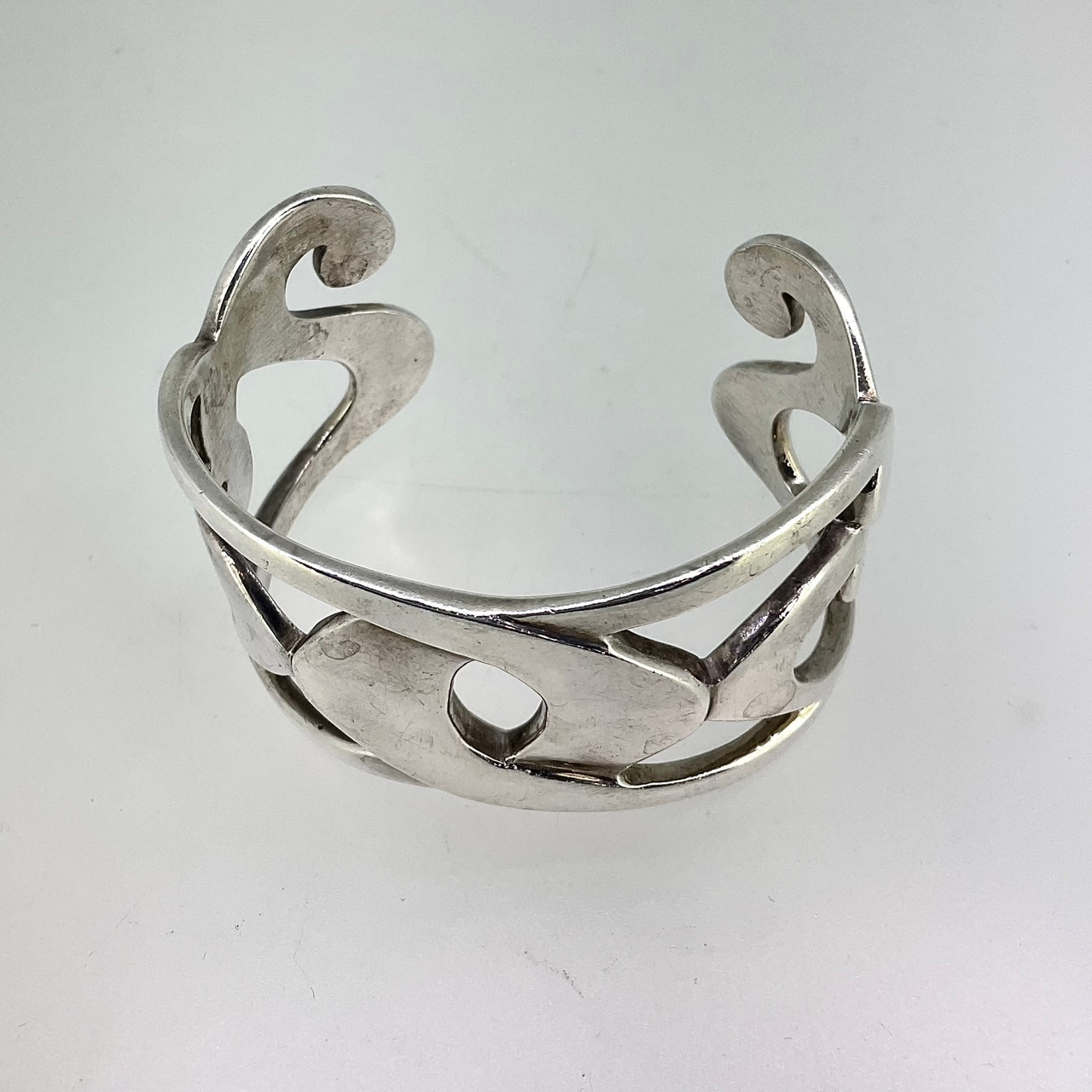 Sterling Silver Modernist Style Cuff Bracelet