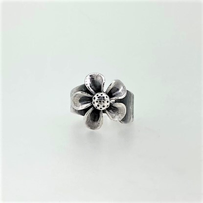 Sterling Silver Flower Adjustable Ring