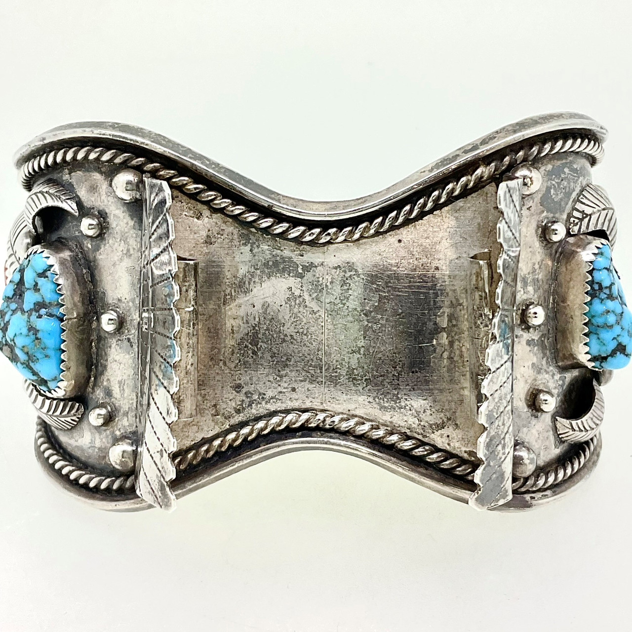 Tony Garcia Sterling Silver Turquoise Coral Watch Cuff Bracelet