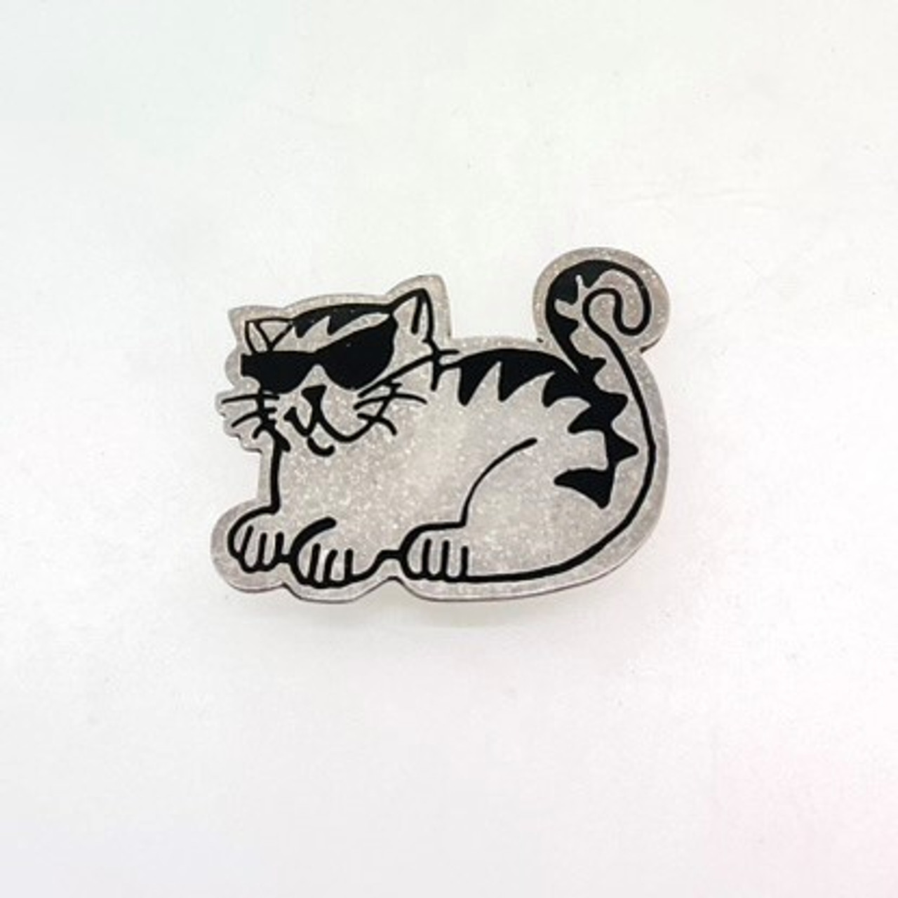 Sterling Silver Efs Cool Cat With Sunglasses Brooch Pin