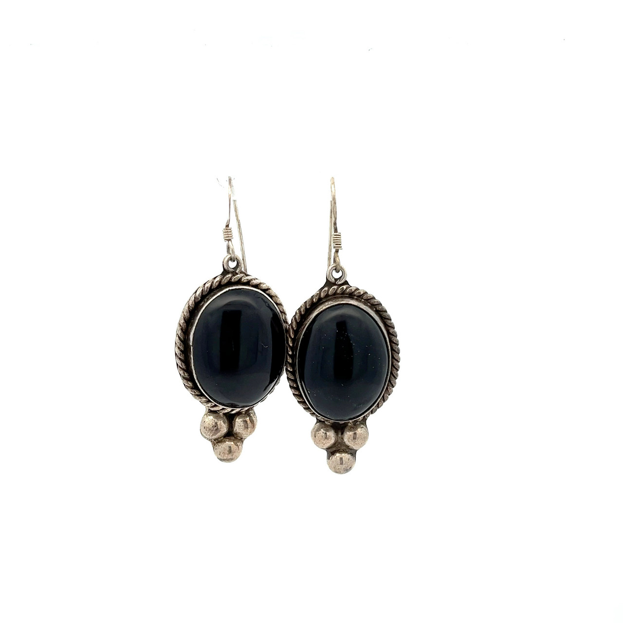 Daniel Etsitty Sterling Silver Large Black Onyx Set of Dangle Earrings ...