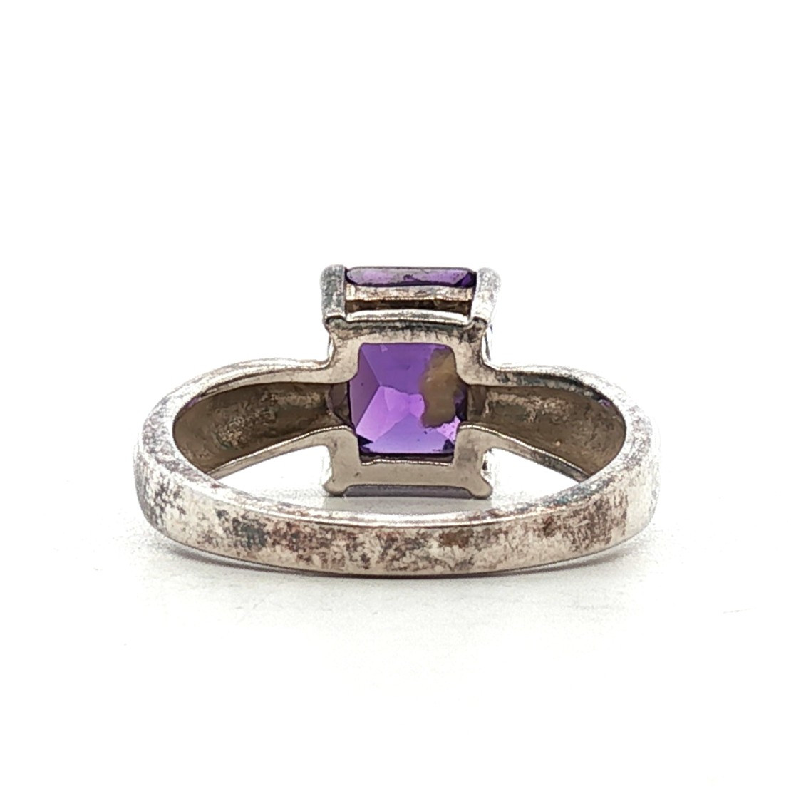 Sterling Silver Purple Emerald Cut Ring Size 7