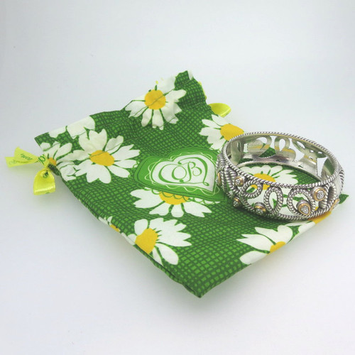 Brighton Rope Loop Design Magnetic Hinged Bangle Cuff Bracelet with Daisy Pouch