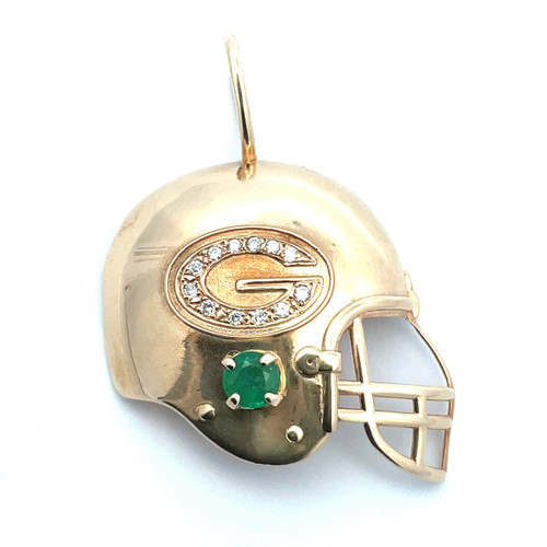 14K Gold Green Bay Packer Logo Helmet Michael Anthony Emerald Diamond ...