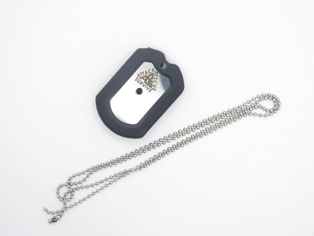 ARS Black Military ID Dog Tag Knife Emergency Survival Signal Compass ...