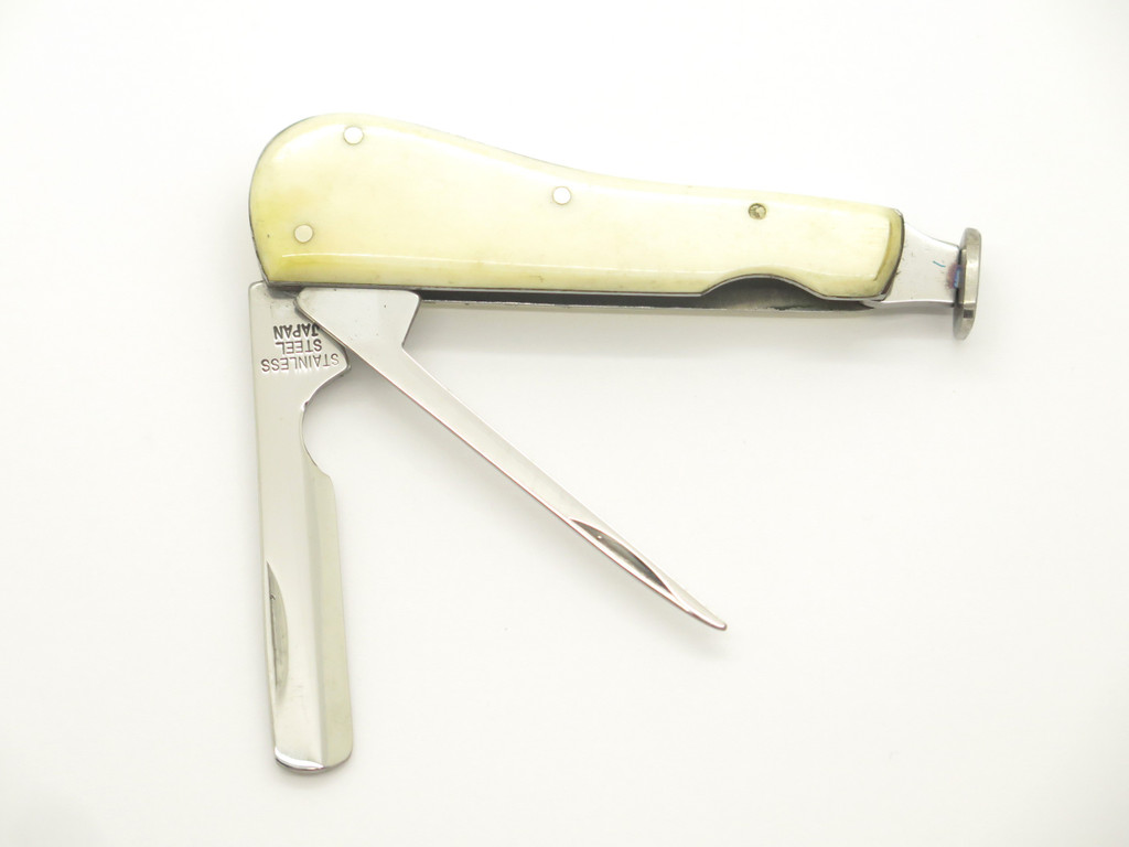 Vtg Explorer Seki Japan Bone Folding Pocket Knife Tobacco Pipe Tamper ...