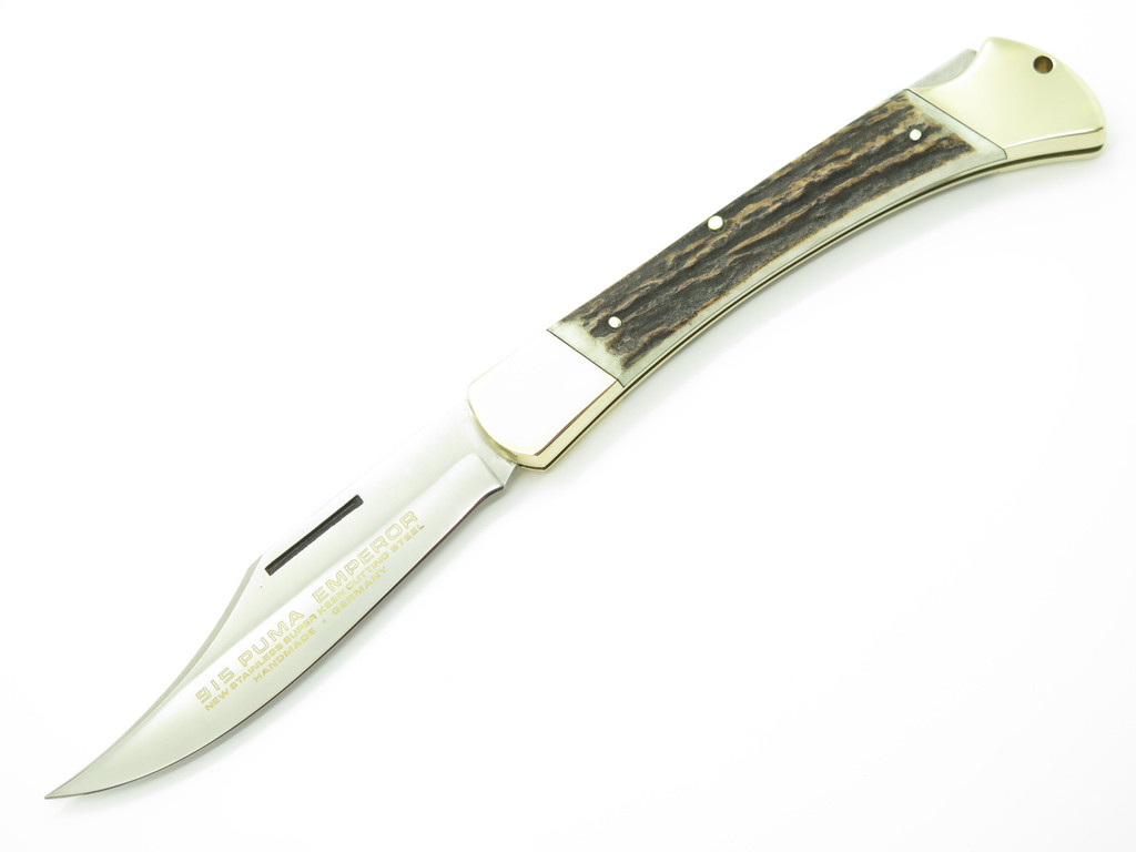 Vtg 1979 Puma 915 Emperor Solingen Germany Stag Folding Hunter Lockback ...